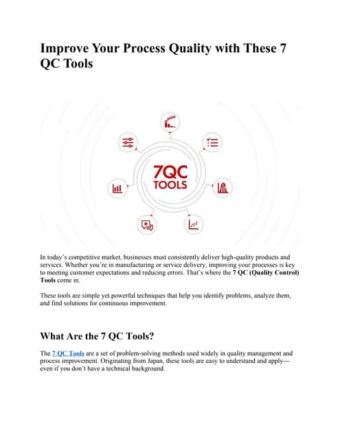 Mastering Quality Control The 7 QC Tools Certification.pdf | Business | Business and Finance