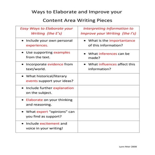 Improving Content Writing | DOC