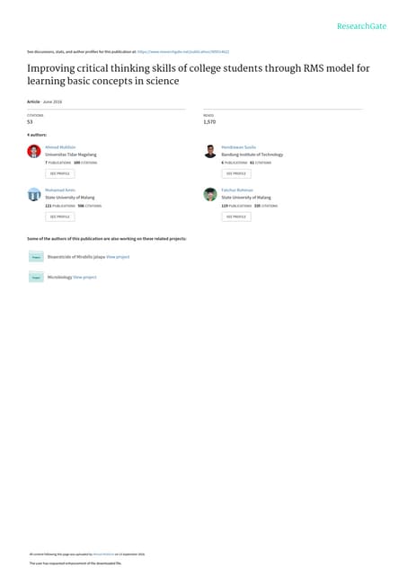 Challenges in secondary school education: profile of physics students' critical thinking skills ...