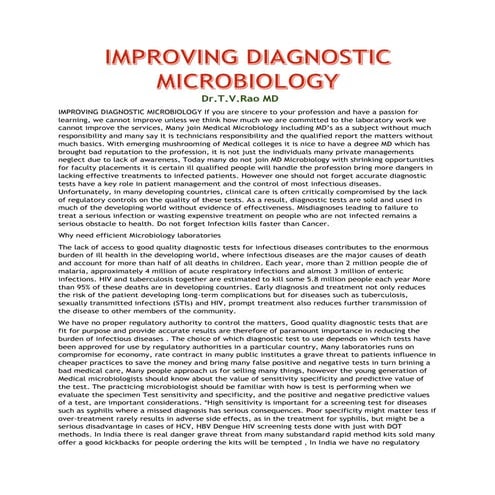 IMPROVING DIAGNOSTIC MICROBIOLOGY | PDF