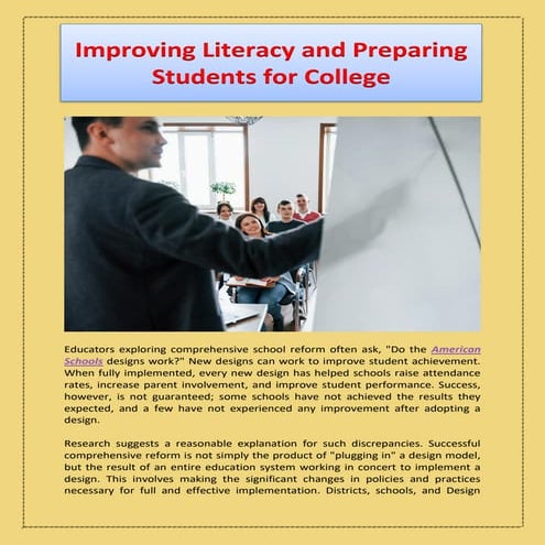 Improving Literacy and Preparing Students for College | PDF