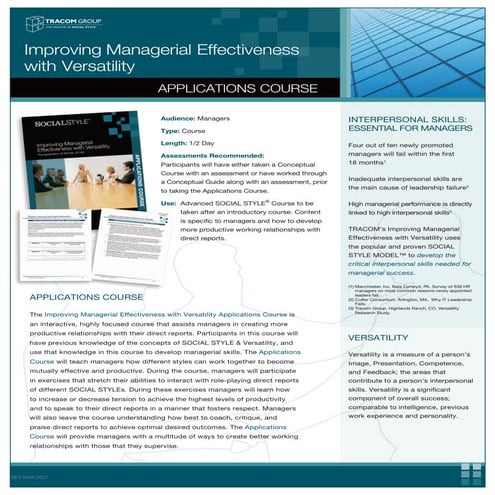 Improving Managerial Effectiveness With Versatility Applications Course