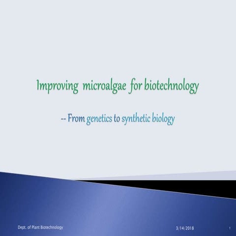 Improving microalgae for biotechnology - from genetics to synthetic ...