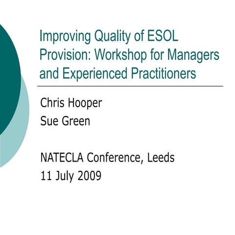 Improving Quality Of Esol Provision Natecla | PPT