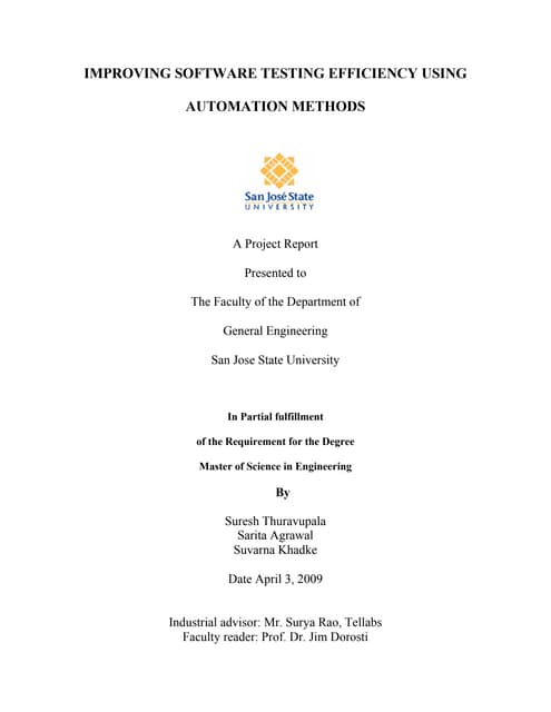 Improving Software Testing Efficiency Using Automation Methods By