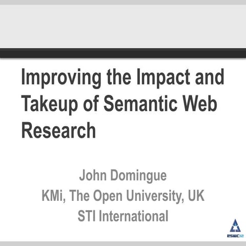ESWC 2012 Dinner Keynote: Improving the Impact and Takeup of Semantic Web Research | PPT