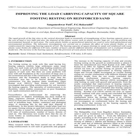 EFFECT OF GEOGRID REINFORCEMENT ON LOAD CARRYING CAPACITY OF A COARSE SAND BED | PDF