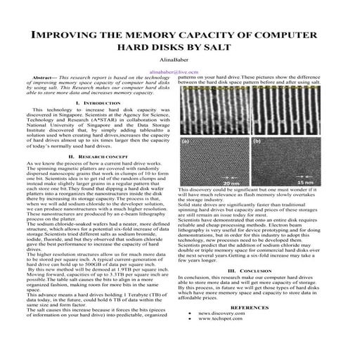 "Improving the memory capacity of computer hard disks by salt" byalina ...