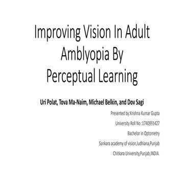 Improving vision in adult amblyopia by | PPTX