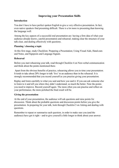 Oral Presentations Handout | PDF