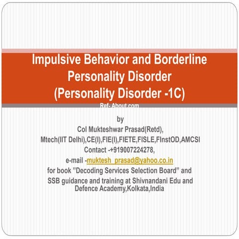 Impulsive behavior and borderline personality disorder | PPTX