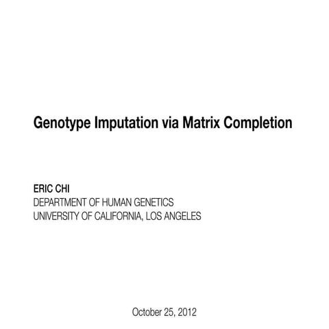 Genotype Imputation via Matrix Completion | PDF