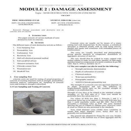 semi destructive tests on concrete _Imran_bk | PDF