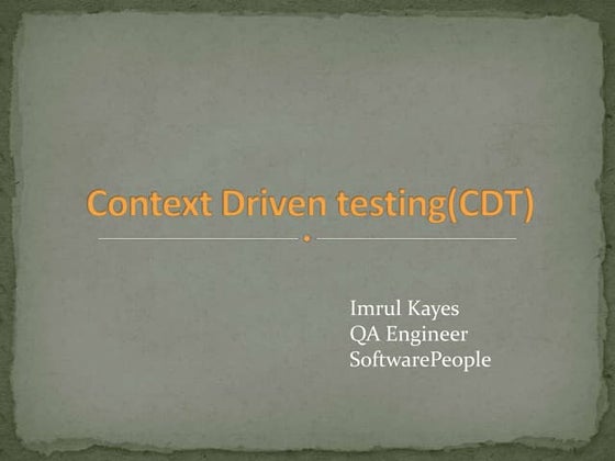 Michał Stryjak, Poznaj Context-Driven Testing | PPT Michał Stryjak, Poznaj Context-Driven Testing | PPT