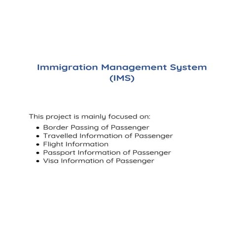 Immigration Management System (IMS) | PDF
