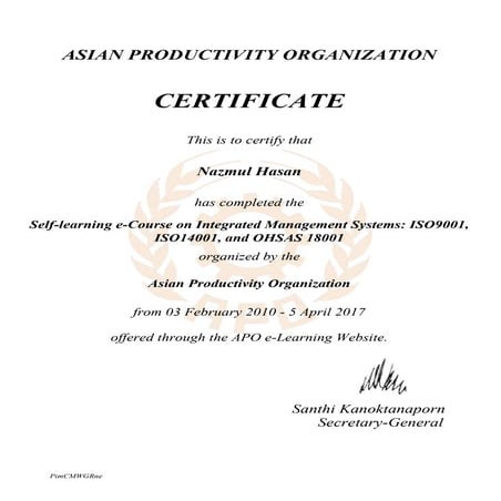 Self-learning e-Course on Integrated Management Systems: ISO9001, ISO14001, and OHSAS 18001 | PDF