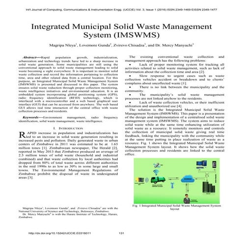 Integrated Municipal Solid Waste Management System (IMSWMS) | PDF