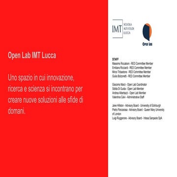 Open Lab IMT Lucca: uno spazio in cui innovazione, ricerca e scienza si incontrano per creare ...