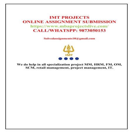 IMT PROEJCTS FOR MBA, BBA, ALL OTHER COURSES | PDF