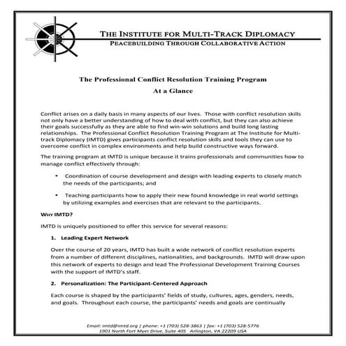 IMTD Professional Training Program | PDF