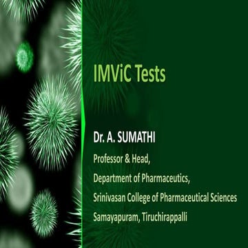 Dr. A. SUMATHI - Pharmaceutical Microbiology - IMViC Tests | PDF