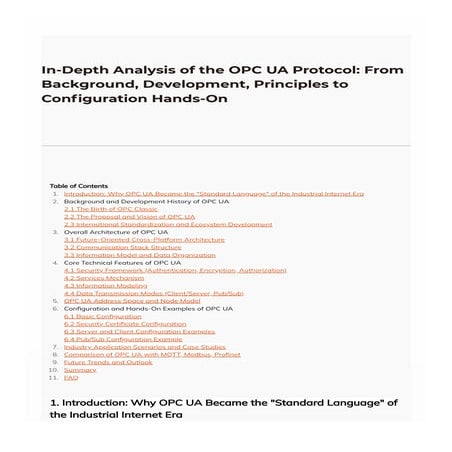 In-Depth Analysis of the OPC UA Protocol From Background, Development ...