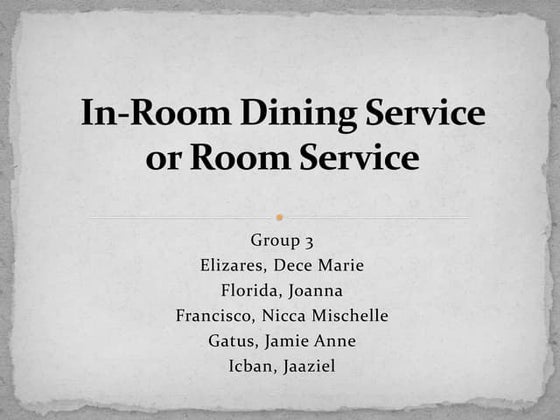 Sequence of Service Room Service | PPT