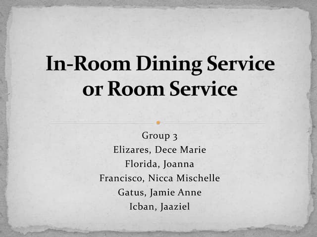 Sequence of Service Room Service | PPT