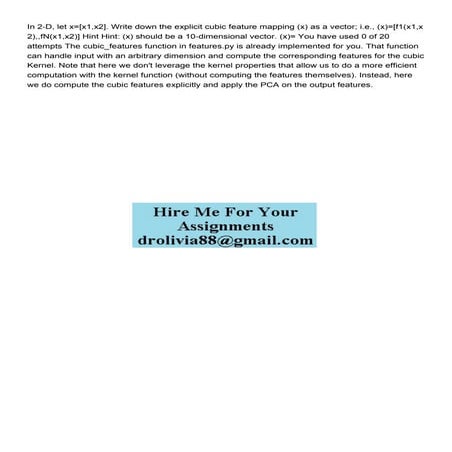 In 2d Let Xx1x2 Write Down The Explicit Cubic Feature Pdf