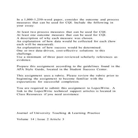 In a 1,000-1,250-word paper, consider the outcome and process meas | DOCX