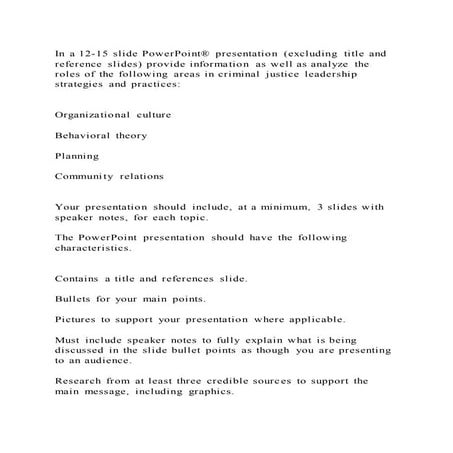 In a 12-15 slide PowerPoint® presentation (excluding title and refer (2 ...