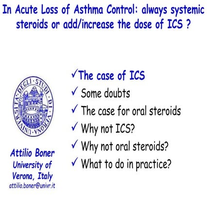 In acute loss of asthma contro always systemic steroidsoe add increase ...