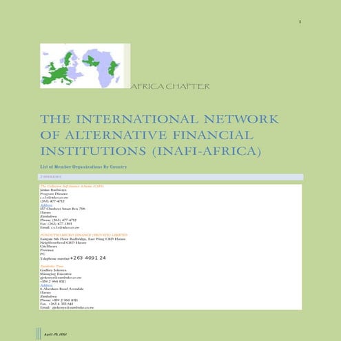 Inafi africa member organizations (m os) contacts list | PDF