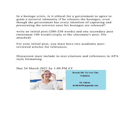 In a hostage crisis, is it ethical for a government to agree to gran.docx