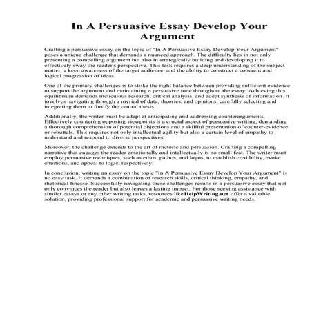 In A Persuasive Essay Develop Your Argument | PDF