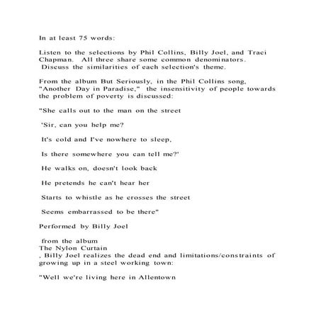 In at least 75 wordsListen to the selections by Phil Collins, B | PDF