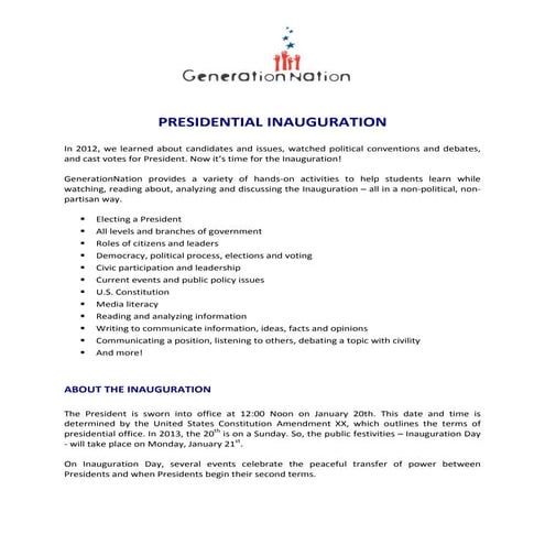 Inauguration Webquest | PPT