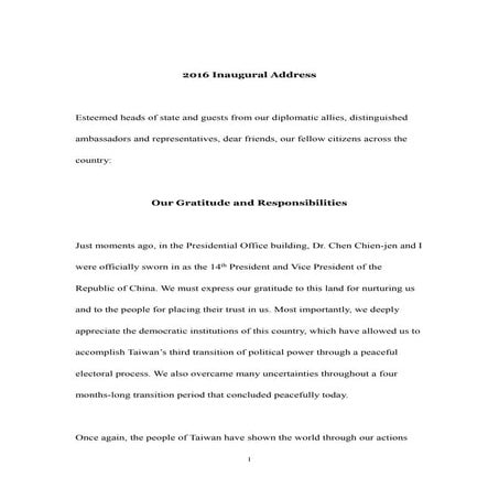 Inaugural address（english） | PDF
