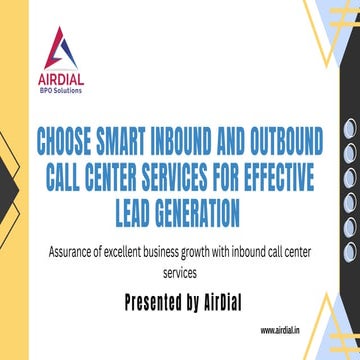 Inbound And Outbound Call Center Services | PDF
