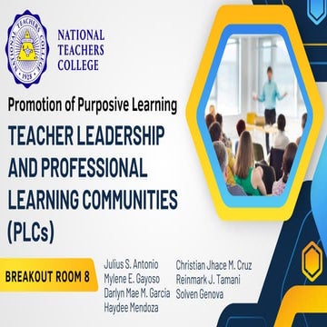 Promotion of Purposive Learning-PLCs (The National Teachers College) | PDF
