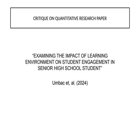 EXAMINING THE IMPACT OF LEARNING ENVIRONMENT ON STUDENTS ENGAGEMENT IN ...