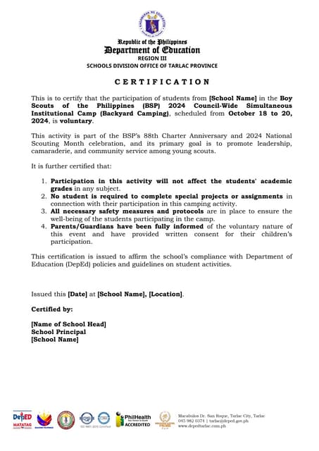 Bsp and Gsp Joint Encampment program 2024 | DOCX