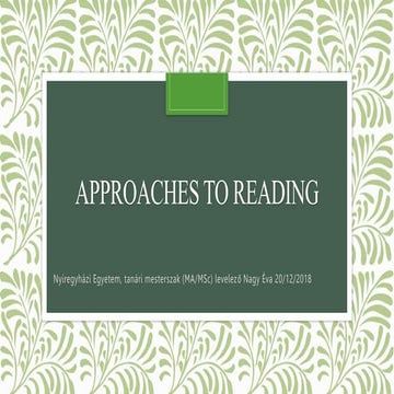 Approaches to reading | PPTX
