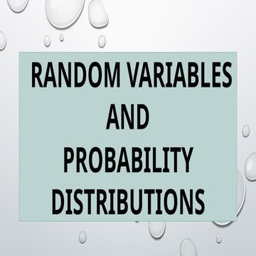 Random Variables and Probability Distributions | PPT