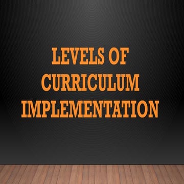 Different levels of curriculum implementation | PPT