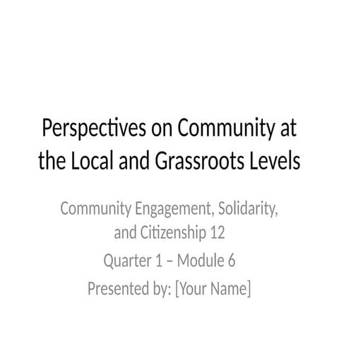 Perspective on community at the local and grassroots levels | PPTX