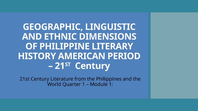 grade 11 module 3 21st-Century-Literature pptx | PPTX