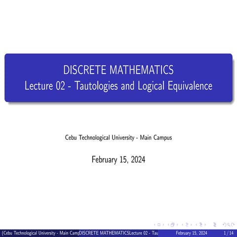 Lecture_02_Tautology_and_Logical_Equivalence | PPT