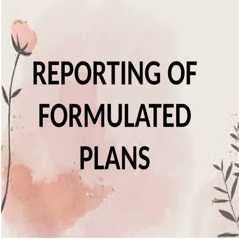 reporting of formulated plans in nature resources and environmental ...