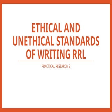 Ethical and Unethical standards of writing RRL | PPTX